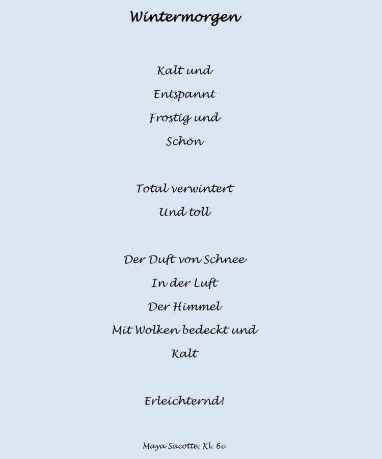 Wintergedichte am Morgen – Rupert-Neß-Gymnasium